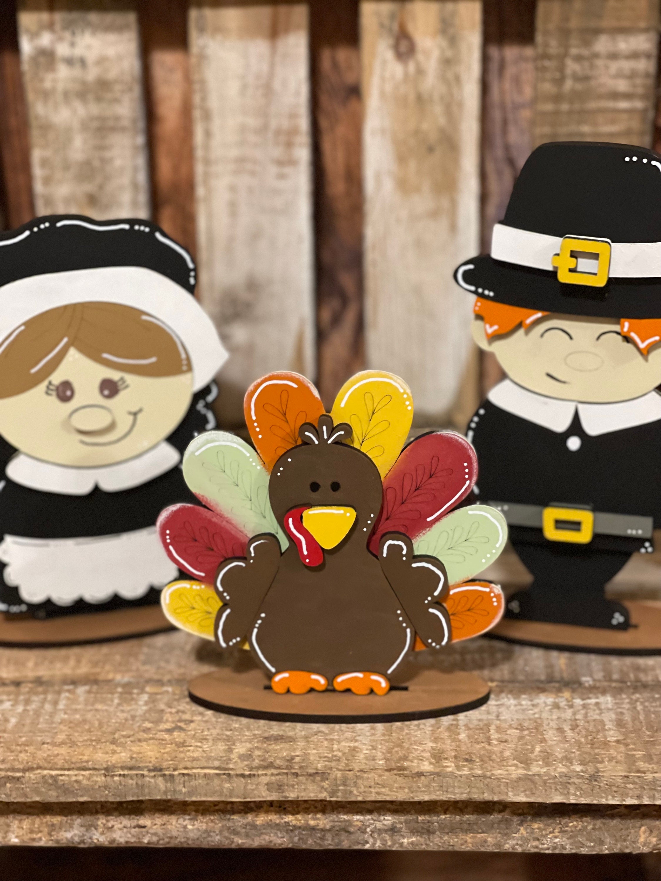 Thanksgiving Wood Signs, Pilgrim Wood Signs, Thanksgiving Tiered Tray ...