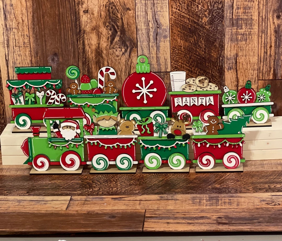 Standing Train Wood Sign, Santa Express, Christmas Tiered Tray Decor ...