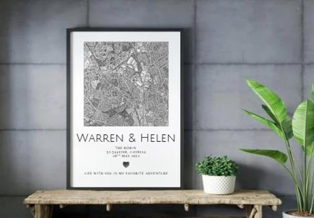 Personalised Couple Map - Engagement Gift, Map Prints Any Location ...