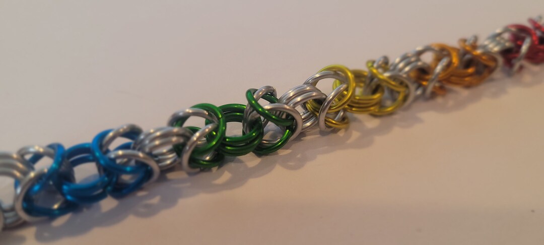 Rainbow LGBTQIA Pride Flag Chainmail Bracelet Jewelry - Etsy