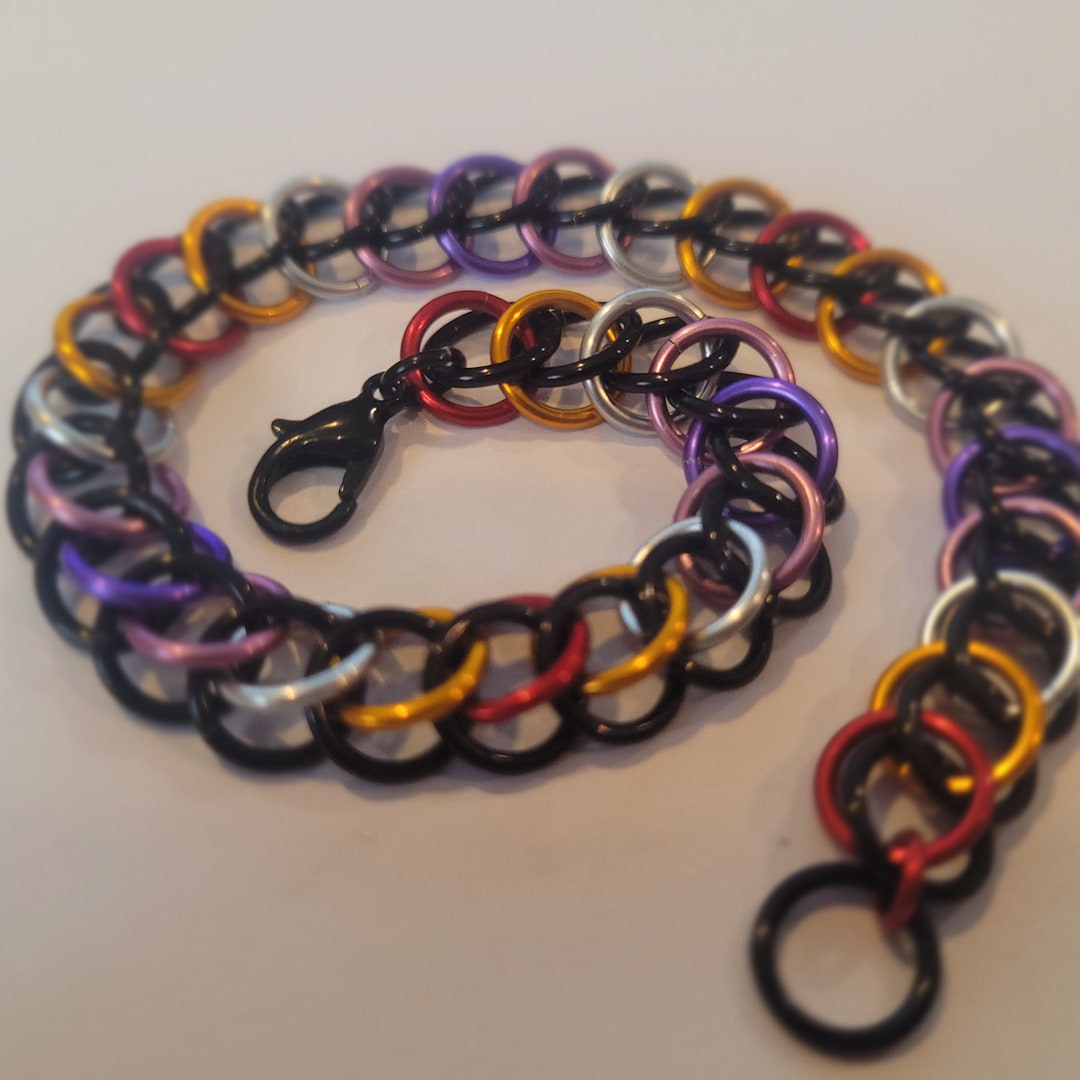 Lesbian Lgbtqia Pride Flag Chainmail Bracelet Jewelry Etsy