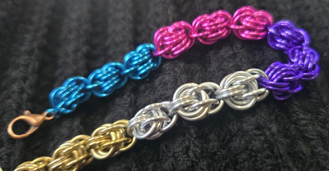 Poly Polyamorous Pride Gay Flag Chainmail Bracelet Jewelry - Etsy