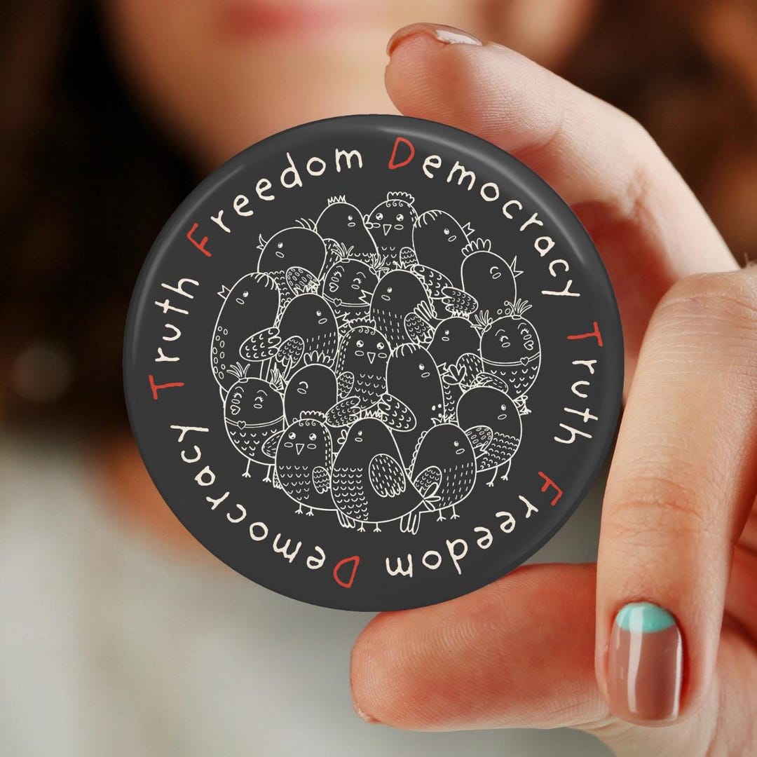 Subtle FDT Birds Button, Freedom Democracy Truth Pin, Magnet, Protest ...
