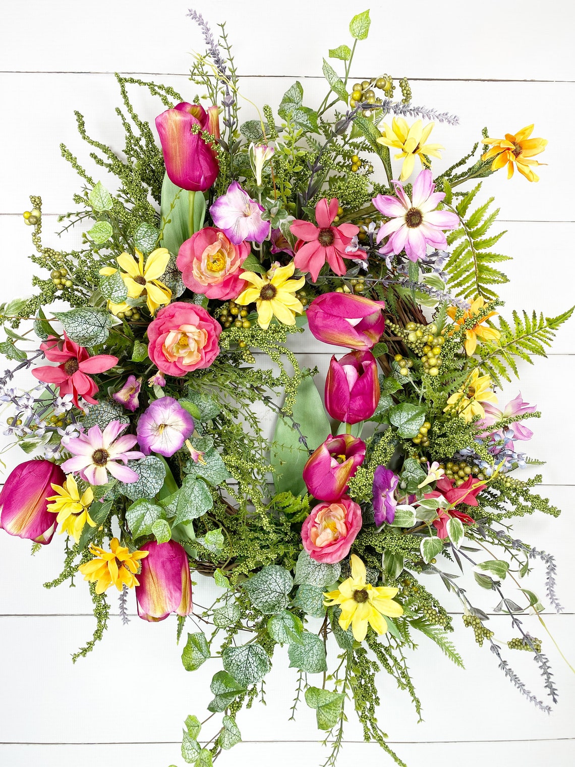 Spring Floral Wreath for Front Door Outdoor Spring Garden - Etsy