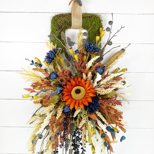 Fall Basket Wreath, Fall Floral Wreath, Sunflower Wreath, Thanksgiving ...