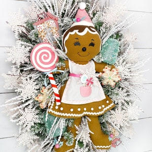 Gingerbread Girl Wreath Candy Christmas Wreath Gingerbread - Etsy