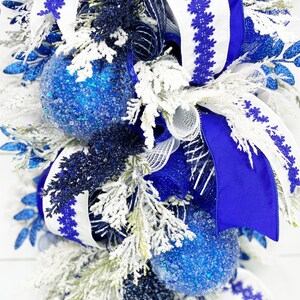 Blue and White Christmas Wreath, Outdoor Christmas Decor, Blue ...