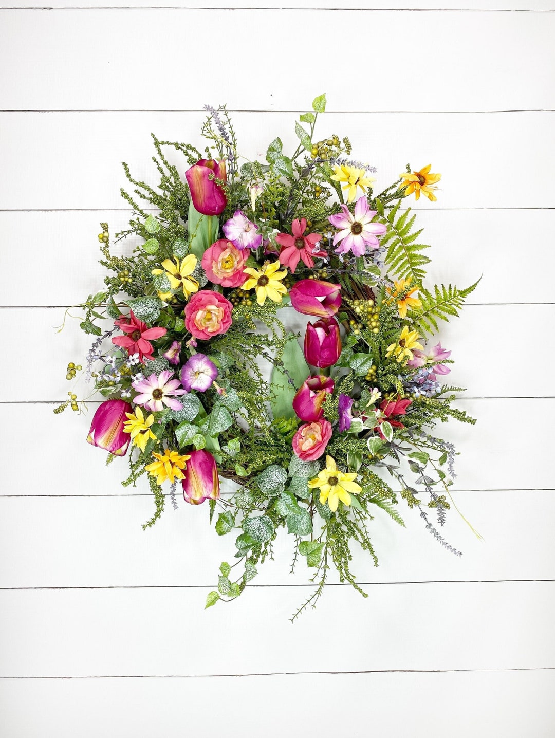 Spring Floral Wreath for Front Door Outdoor Spring Garden - Etsy