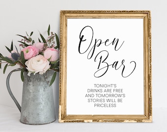Open Bar Quote Sign | Etsy