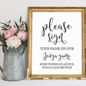 Please Sign Your Name on Our Jenga Game Wedding Signs - Etsy