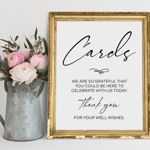 Cards Sign for Wedding, We Are Honored by Your Presence and Delighted ...