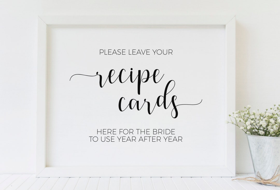 Recipe Cards Printable, Wedding Recipe Cards, Wedding Signs, Place Your ...