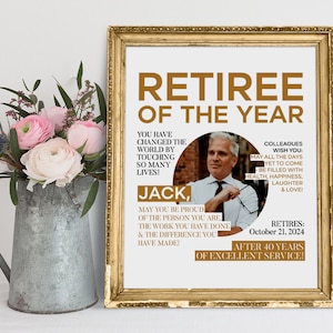 Retiree of the Year, Retirement Photo Gift Sign, Retirement Party Decor ...