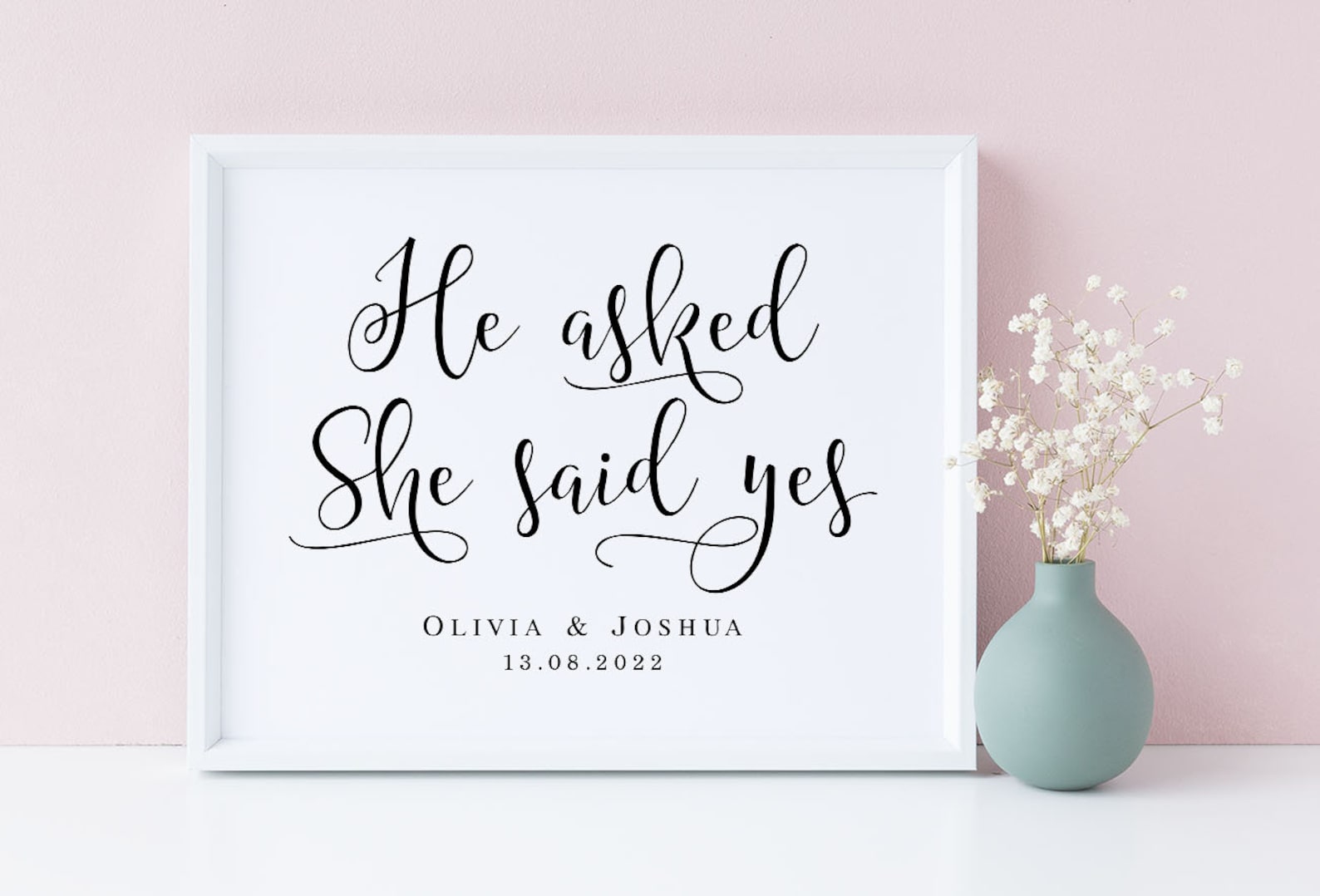 He Asked She Said Yes Engagement Sign Wedding Signs She - Etsy