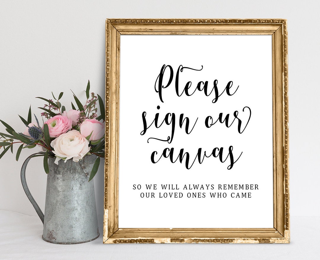 Please Sign Our Canvas, Wedding Signs, Wedding Canvas Guest Book ...
