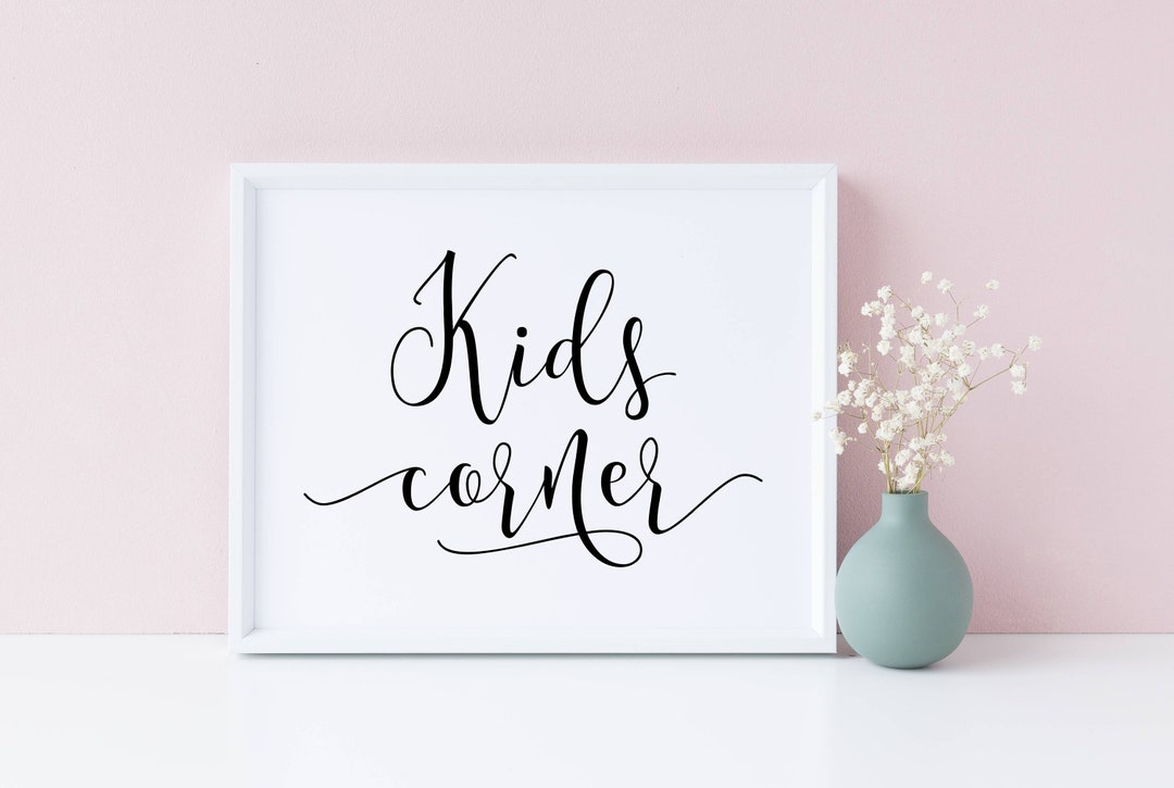 Kids Corner Sign, Modern Minimalist Wedding Signs, Wedding Reception ...