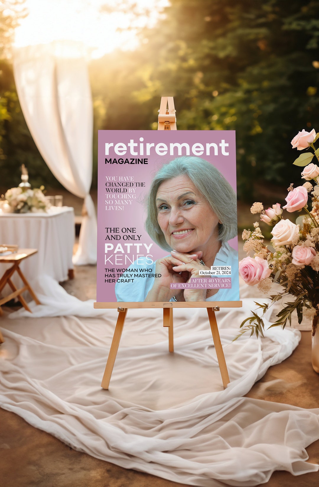 Retirement Magazine Cover, Personalized Retirement Photo Poster ...