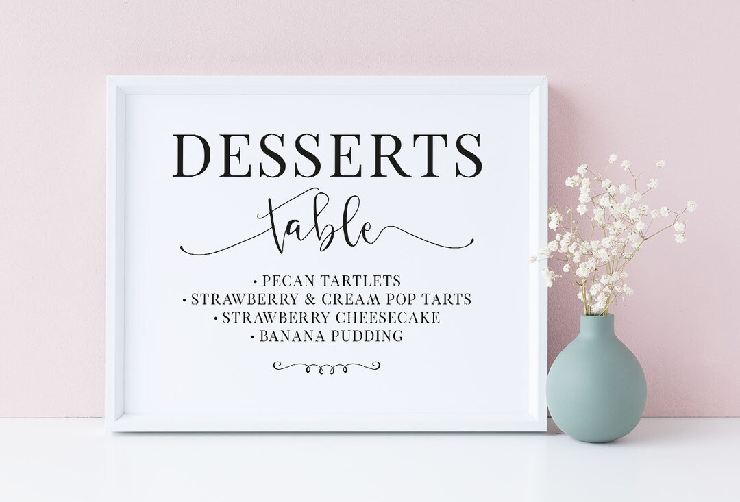 Desserts Table Sign, Desert Bar Sign, Custom Wedding Sign, Custom ...