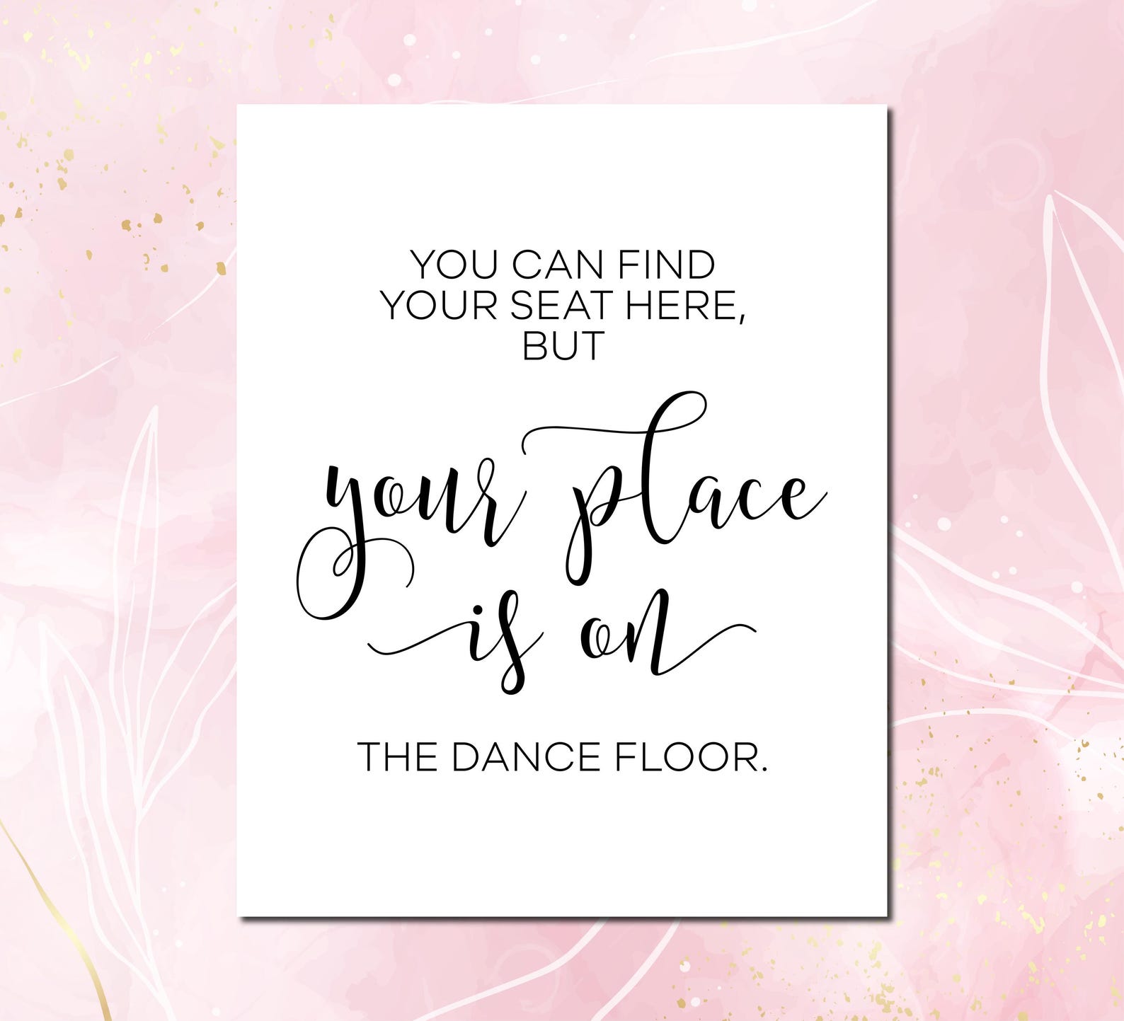 Dance Floor Wedding Sign: Modern Minimalist Reception Decor (PDF & JPG ...