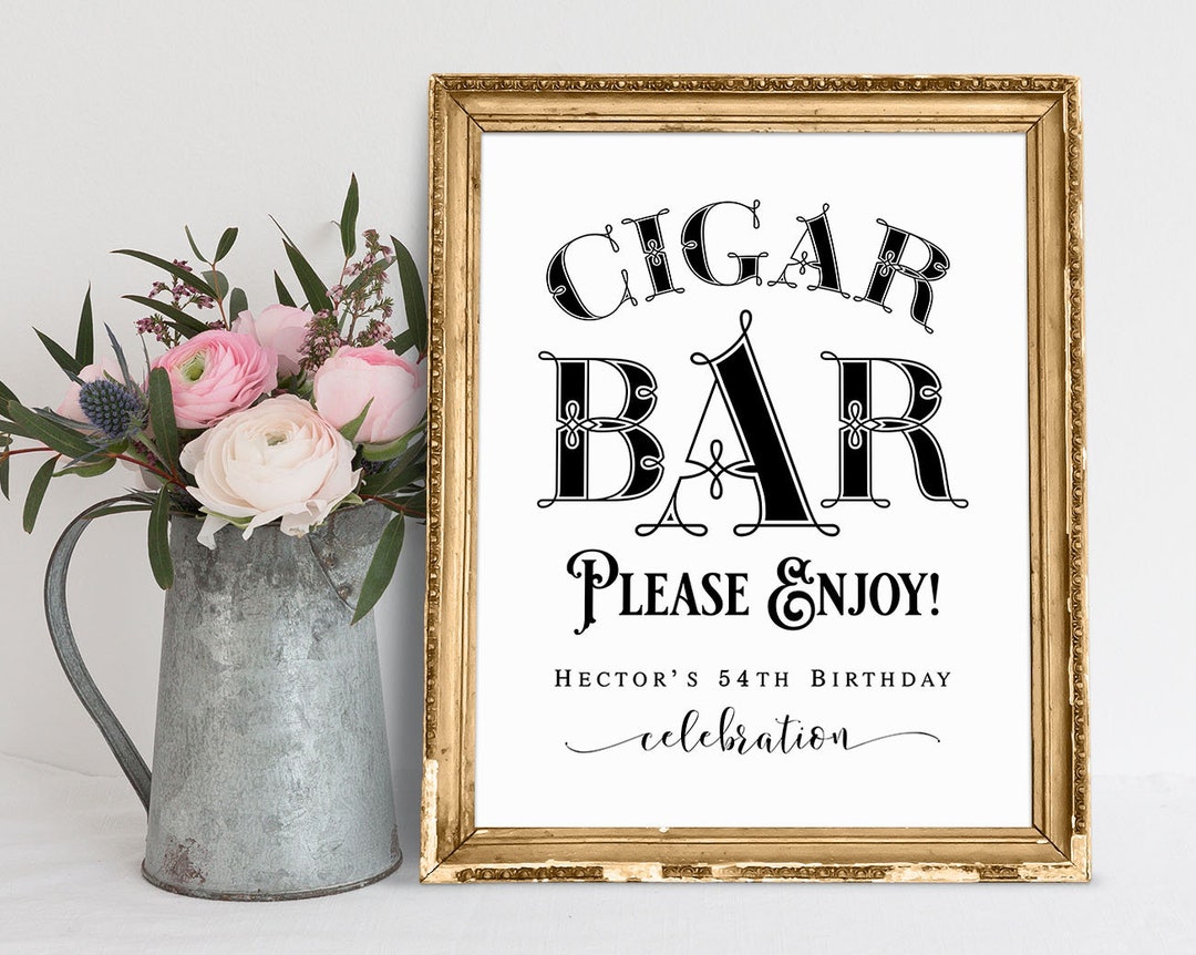 Personalized Cigar Bar Birthday Sign (PDF & JPG) - Etsy