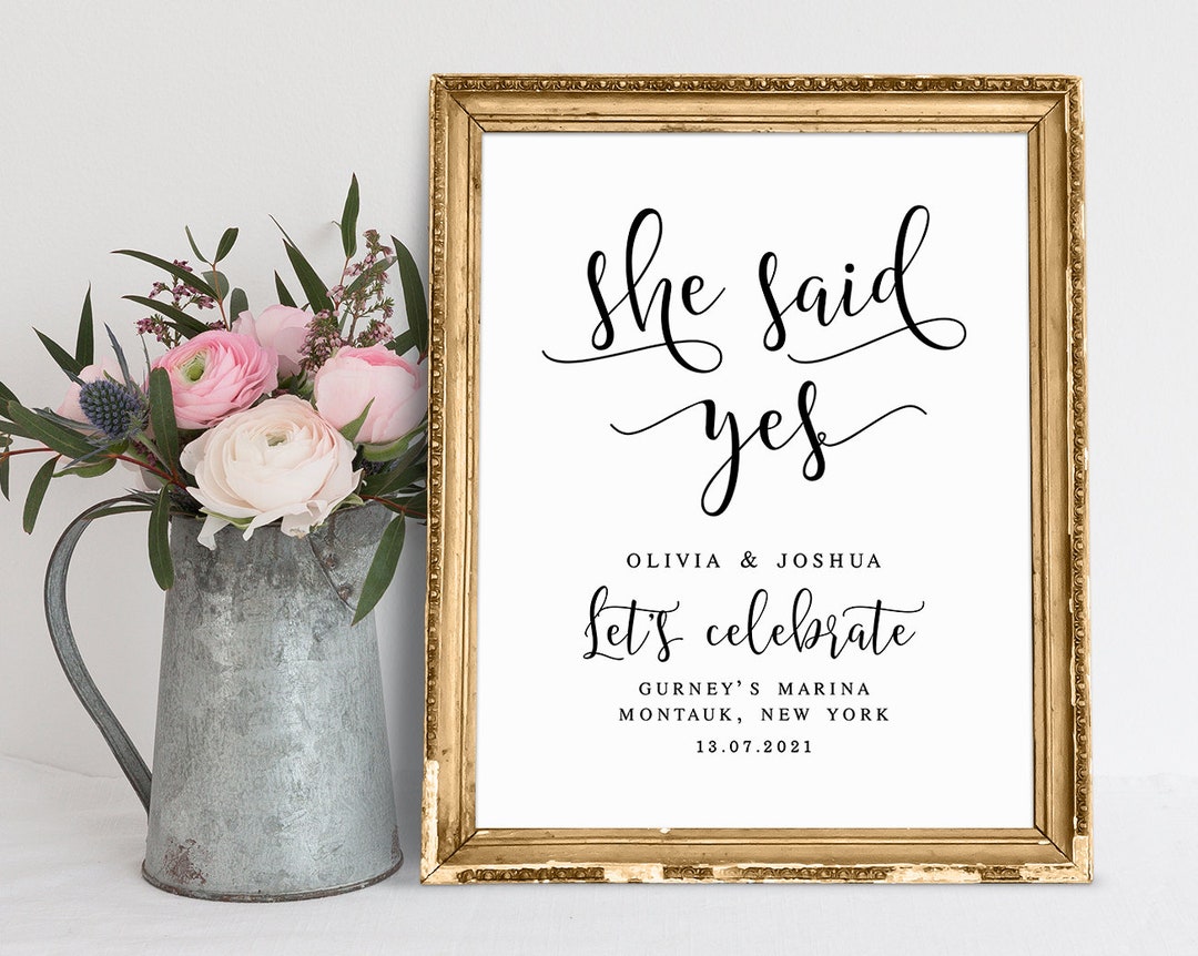 She Said Yes Sign, She Said Yes Printable, Engagement Sign, Engagement ...