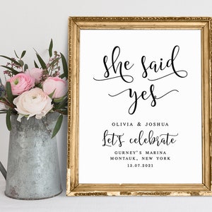She Said Yes Sign, She Said Yes Printable, Engagement Sign, Engagement ...