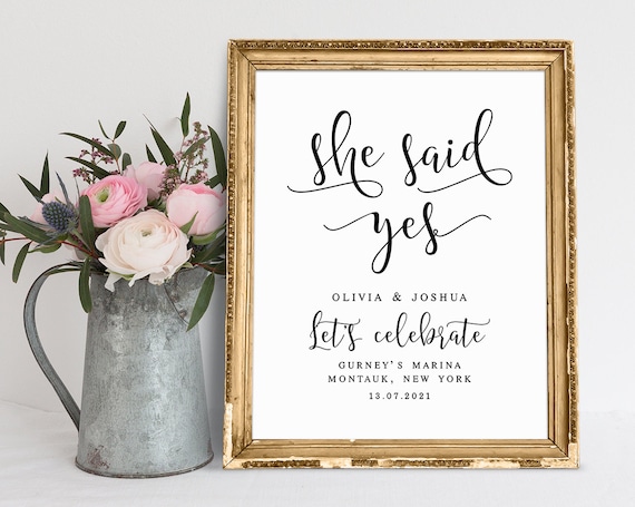 She Said Yes Sign She Said Yes Printable Engagement Sign | Etsy