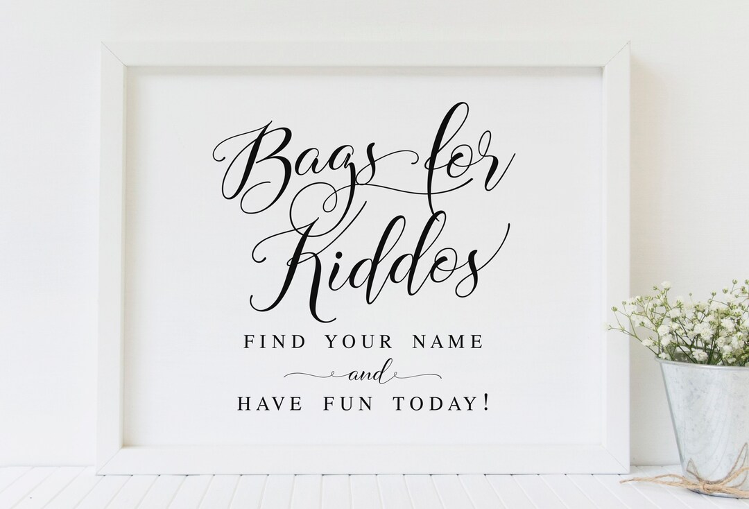 Bags for Kiddos, Wedding Signs, Bags for Kids Wedding Sign, Wedding ...