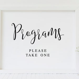 Programs Sign, Programs Sign for Wedding, Wedding Programs, Programs ...