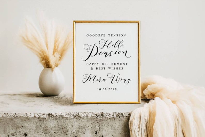 Personalized Retirement Celebration Sign: Goodbye Tension Hello Pension ...