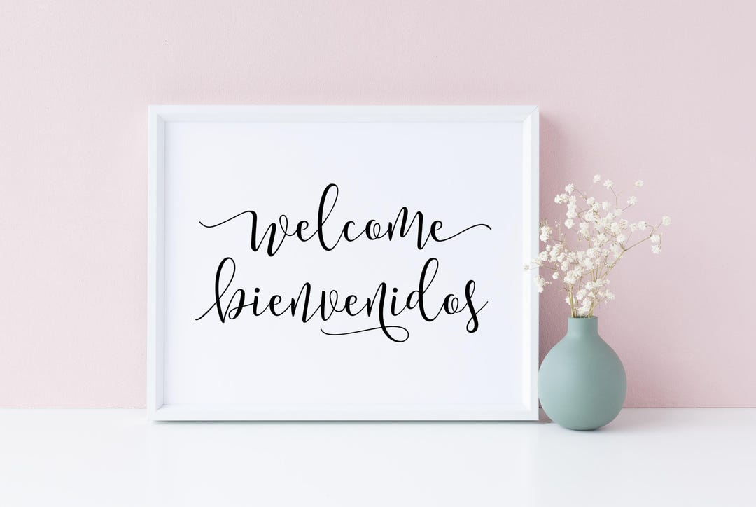 Welcome Bienvenidos, Spanish Welcome Sign, Modern Minimalist Wedding ...