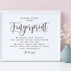 Please Leave Your Fingerprint, Wedding Signs, Fingerprint Guestbook ...