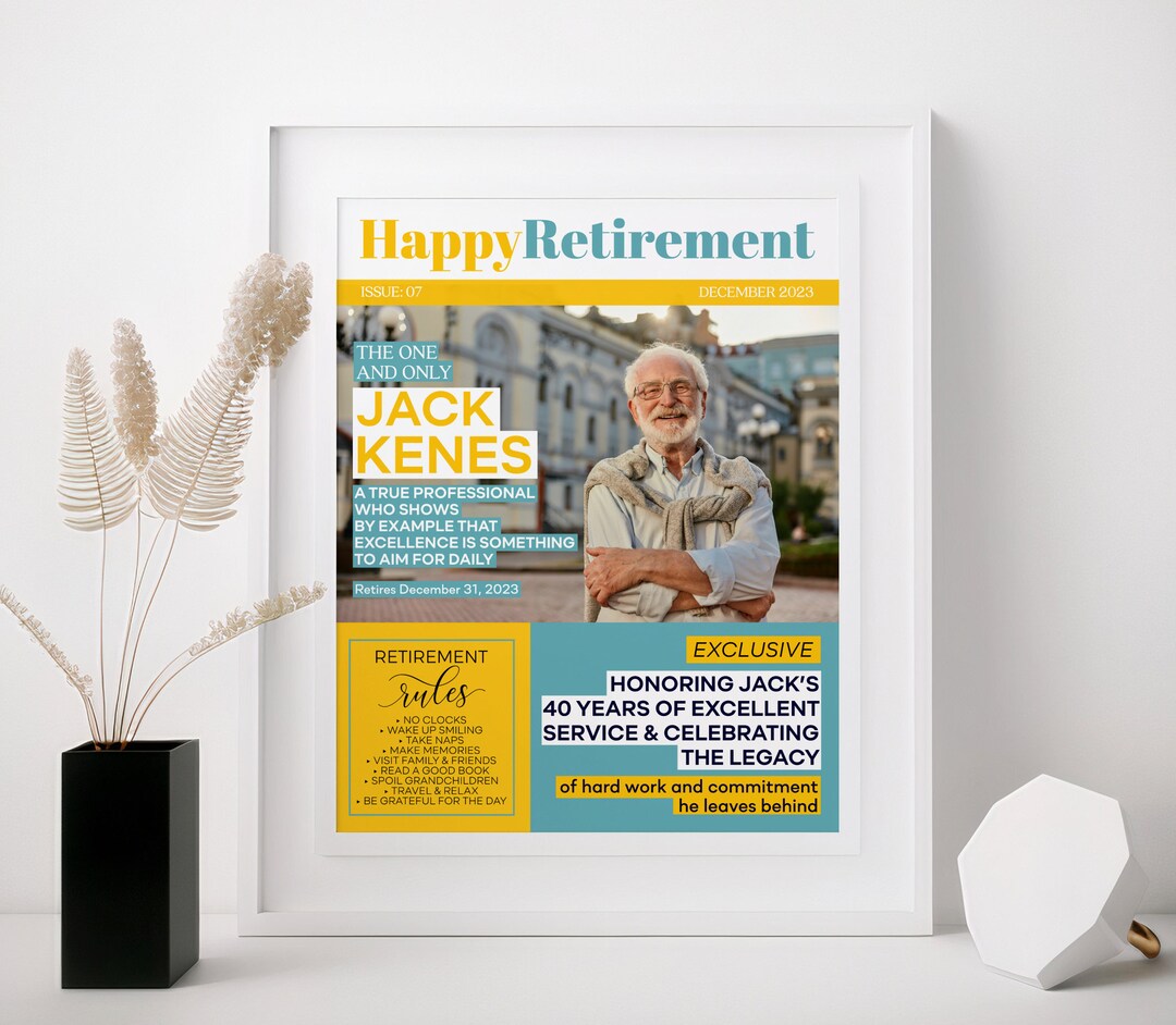 Personalized Retirement Magazine Cover Poster: Retirement Gift (PDF ...