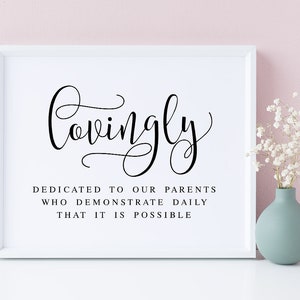 Lovingly Dedicated to Our Parents, Generations of Love Sign, Wedding ...