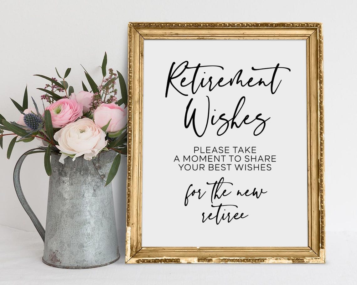Retirement Wishes Sign: Minimalist Guest Book (digital Download) - Etsy