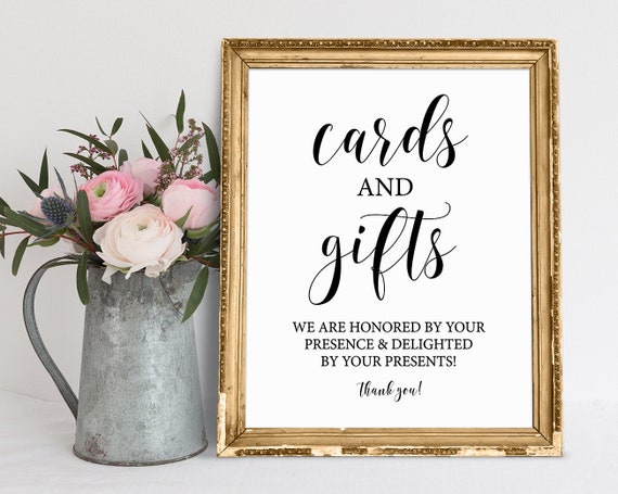 Cards And Gifts Sign We Are Honored By Your Presence And Delighted By Your Presents Wedding Cards And Gifts Sign Wedding Gifts Sign