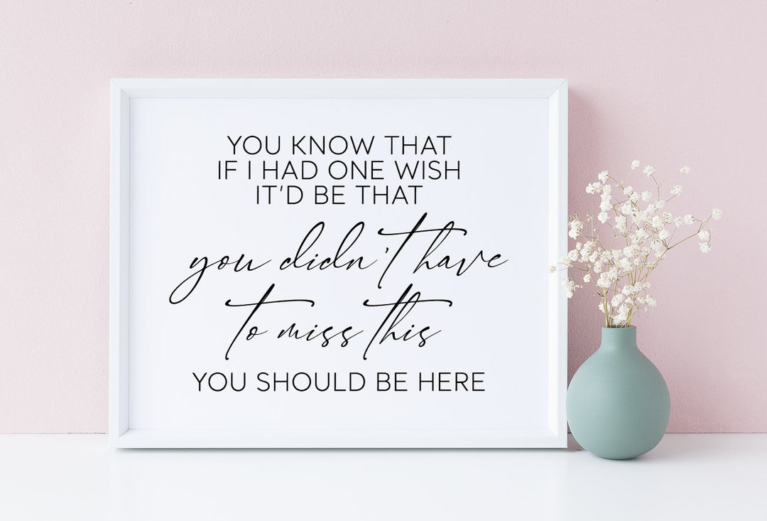 You Know That If I Had One Wish, It'd Be That You Didn't Have to Miss ...
