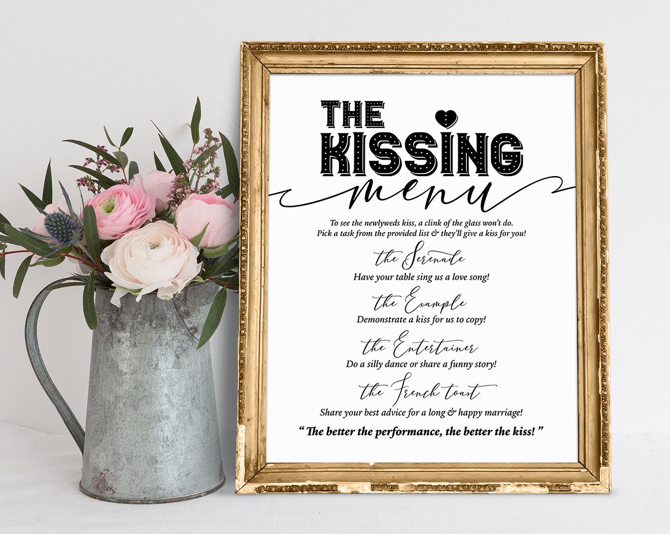 The Kissing Menu Sign Wedding Kissing Menu Sign Personalized | Etsy