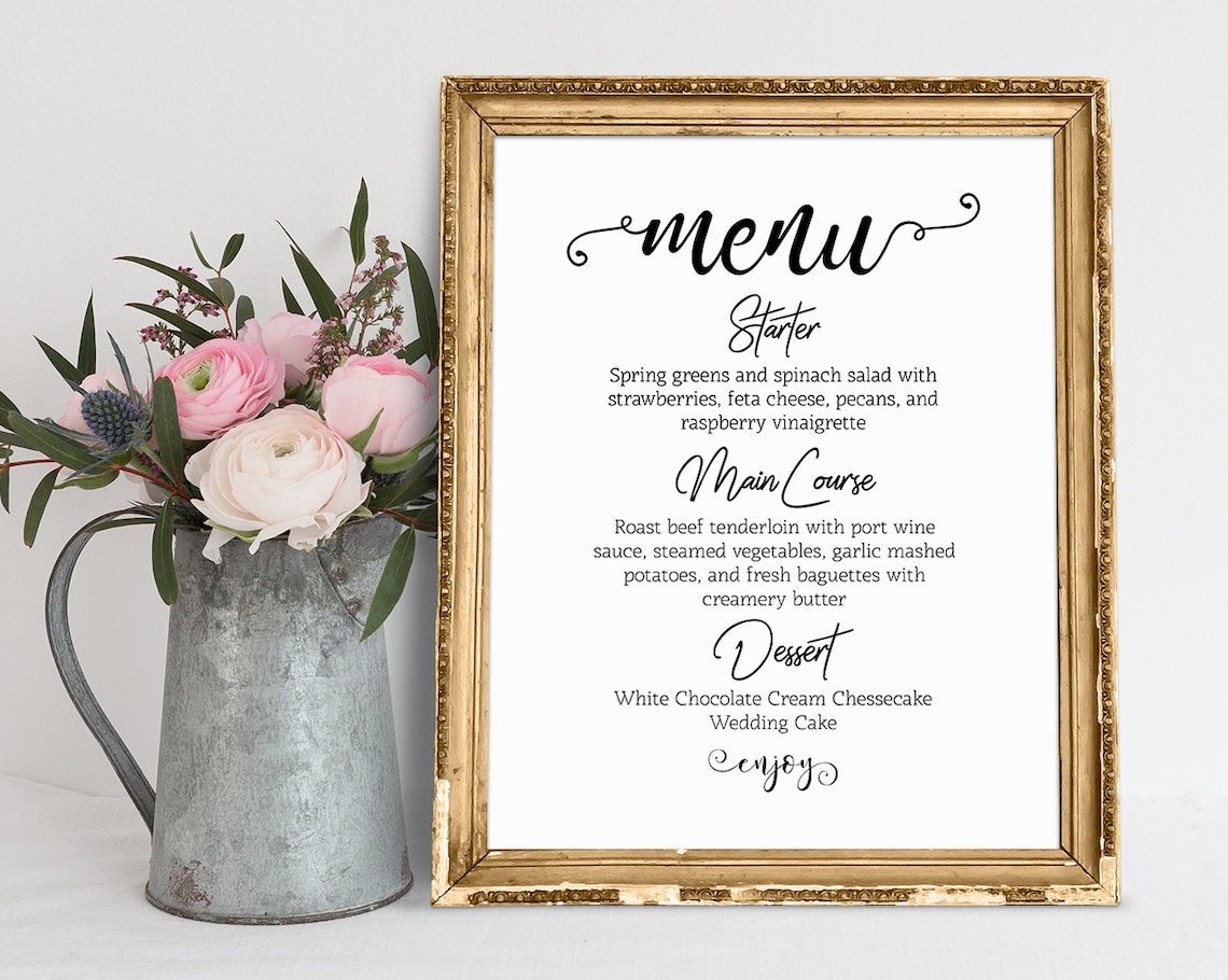 Wedding Menu Sign Wedding Menu Printable Wedding Signs | Etsy