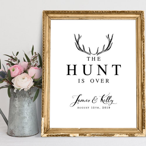Personalized the Hunt is Over Wood Sign Wedding Gift - Etsy