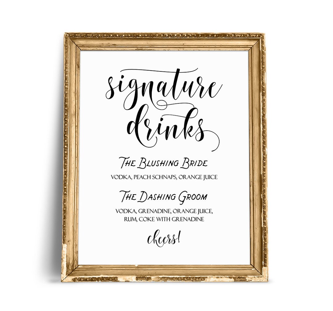Signature Drink Signs, Signature Cocktail Sign, Wedding Signs ...