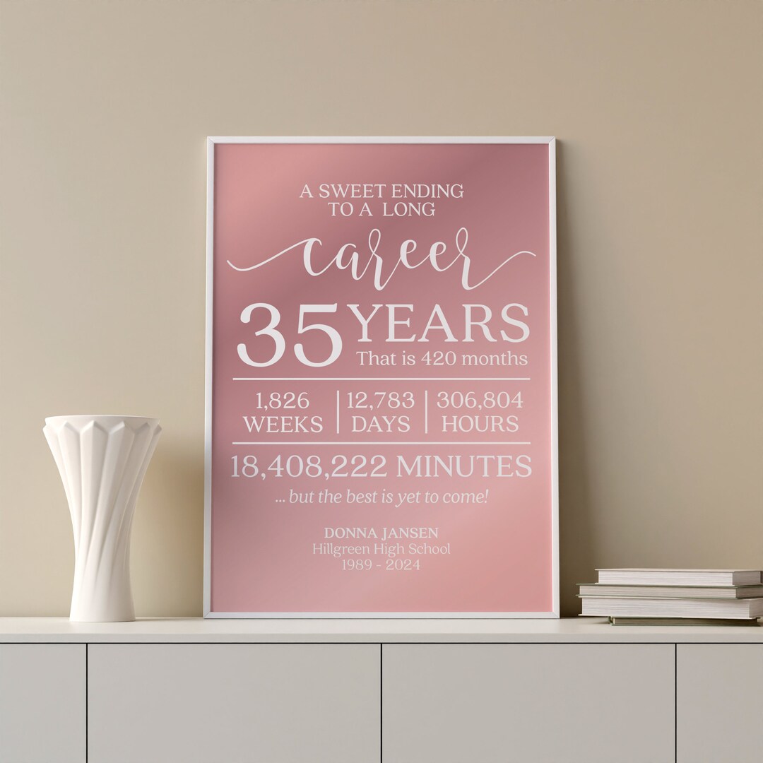 Rose Gold Retirement Gift Sign, A Sweet Ending to A Long Career, Rose ...