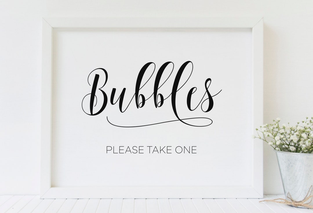 Bubbles Sign for Wedding, Bubbles Send off Sign, Bubbles Please Take ...