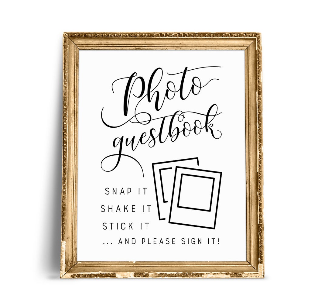 Photo Guest Book, Wedding Signs, Photo Guest Book Sign, Snap It, Shake ...