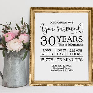 Personalized Retirement Sign: Years of Service, Profession (digital ...