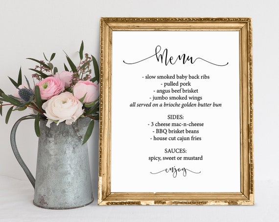 Wedding BBQ Menu Barbeque Menu For Wedding Wedding Signs | Etsy