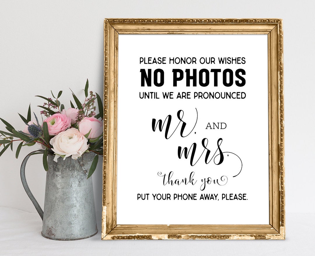 No Photos Wedding Sign Printable, No Photos Wedding Sign, Wedding ...