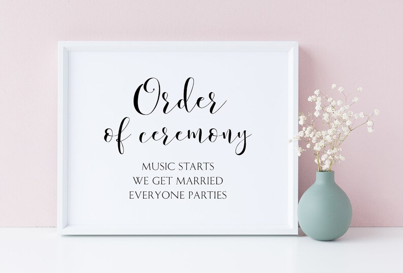 Wedding Order of Ceremony Sign: Elegant Printable (PDF & JPG) - Etsy