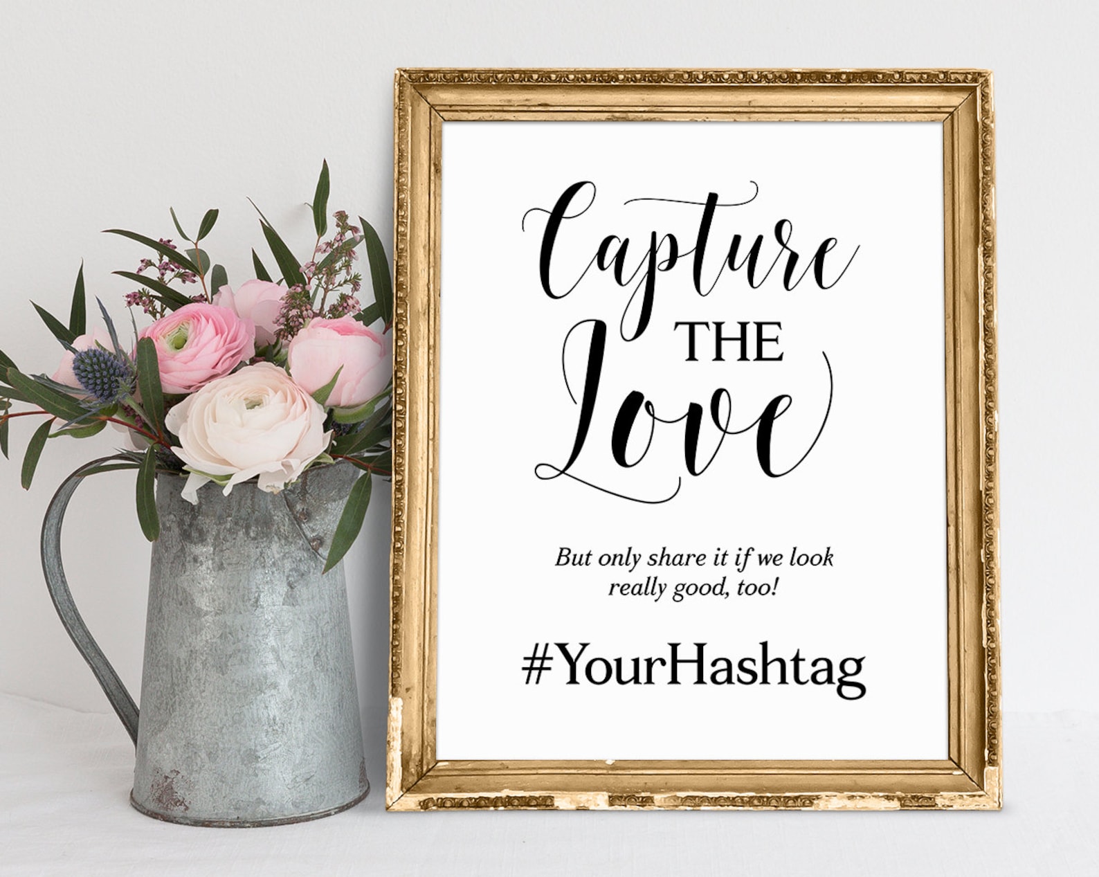 Capture the Love Sign Personalized Wedding Hashtag | Etsy