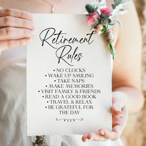 Retirement Rules Sign: Printable Gift for Retiree (PDF & JPG) - Etsy